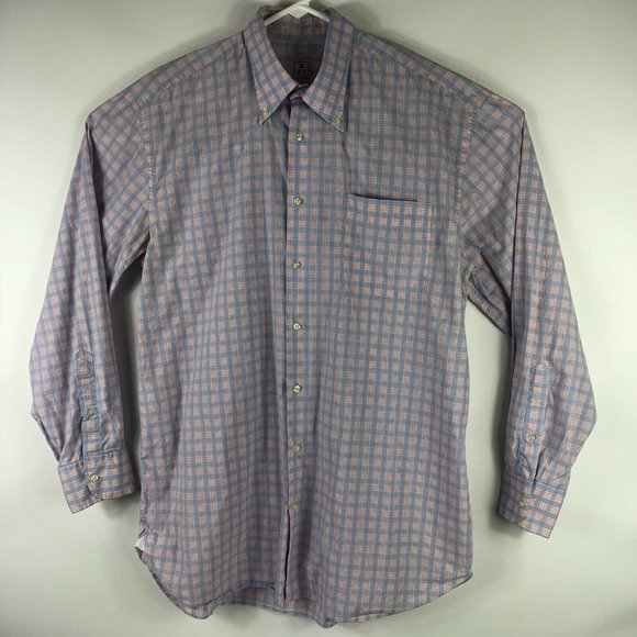 Peter Millar | Shirts | Peter Millar Mens L Button Down Light Blue Plaid | Poshmark